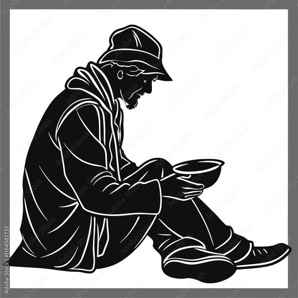 : beggar-silhouette-vector--design Stock Vector | Adobe Stock