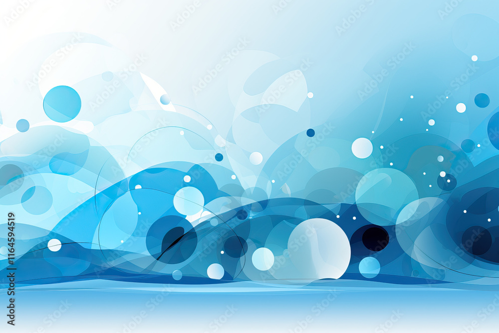 Cool blue abstract background with dynamic, flowing shapes, circles of ...
