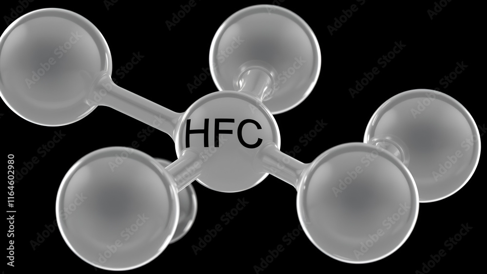 Heptafluoropropane. HFC-227. Greenhouse gas. Animated 3D model of a ...