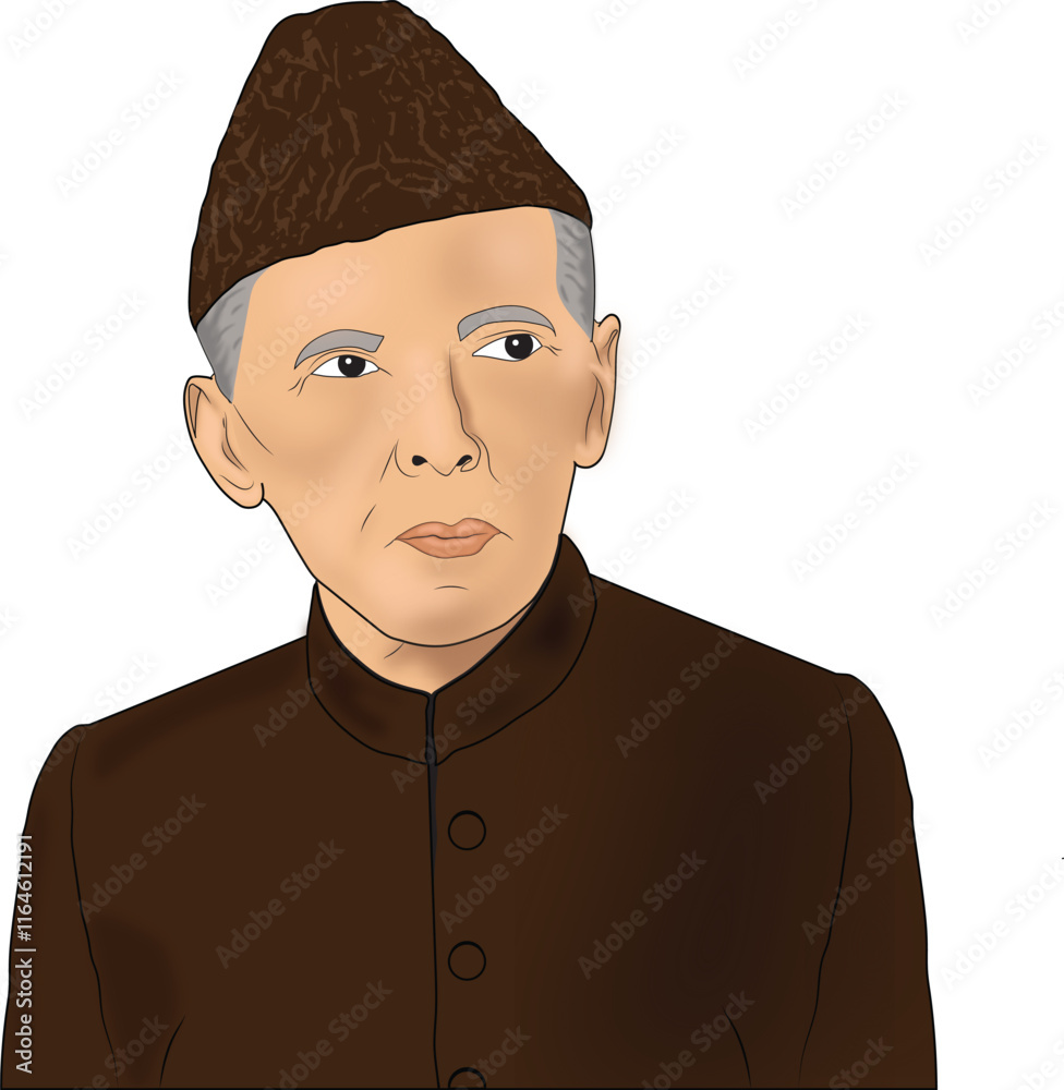 Quaid-e-Azam Pakistan Portrait Vector Illustration Isolated Stock ...