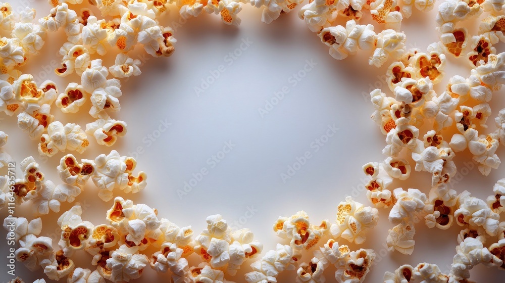 Popcorn border frame on white background. Stock Photo | Adobe Stock