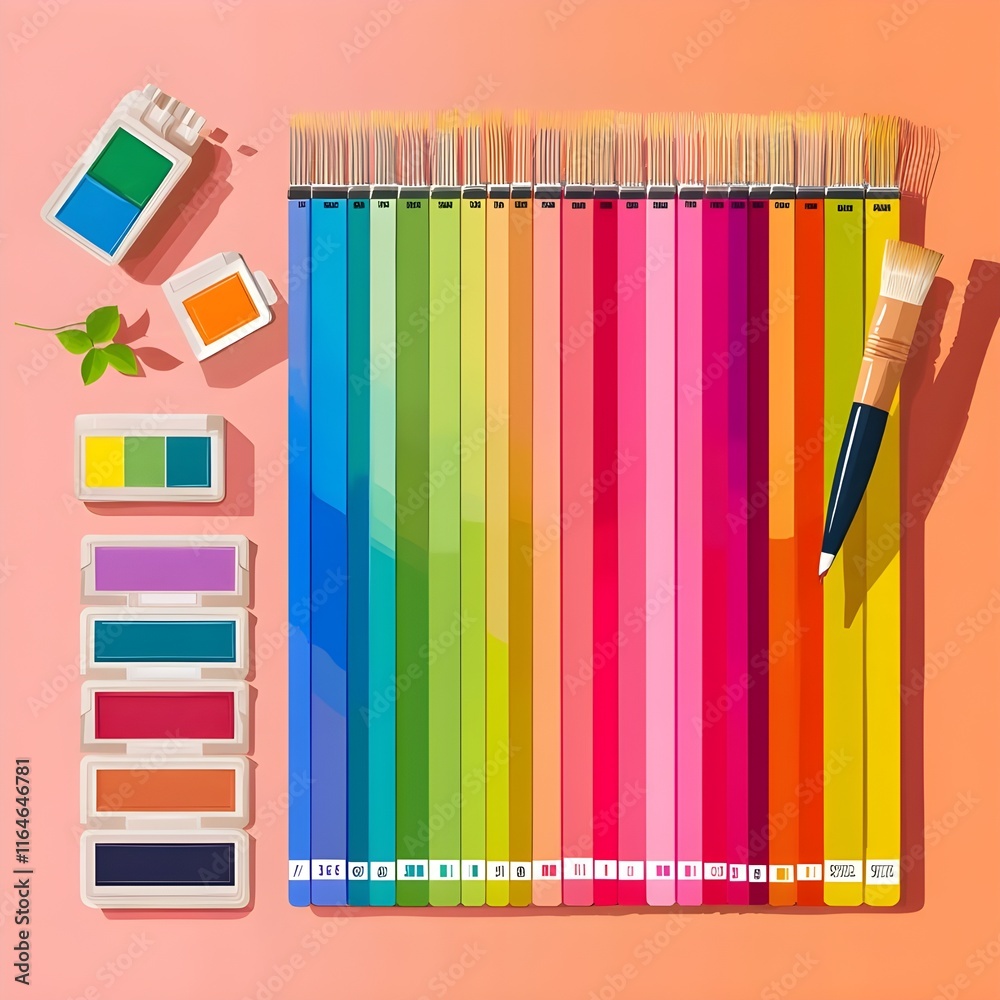 Poster with a color chart, Pantone label, and color palette, vector art ...
