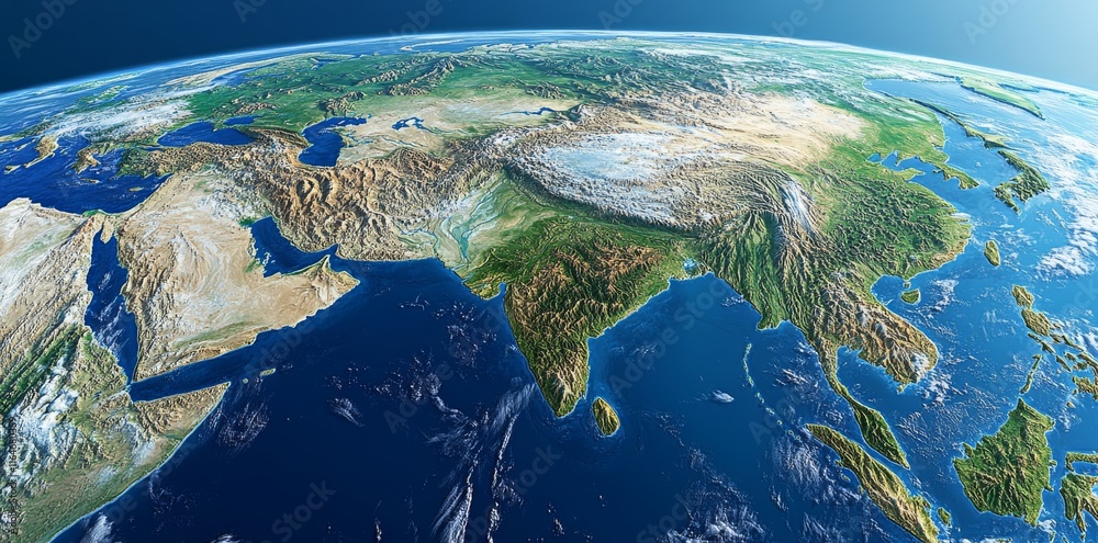 Southeast Asia Physical Map Highlighting Topography and Geographic ...