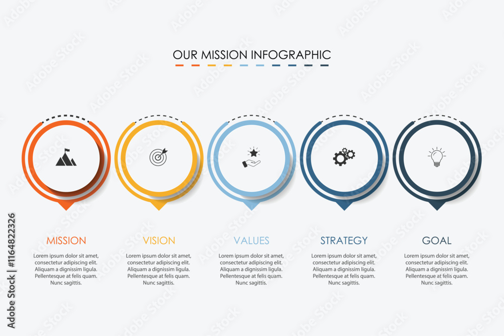 Mission, vision, values, graphic design template.eps 10 on white ...