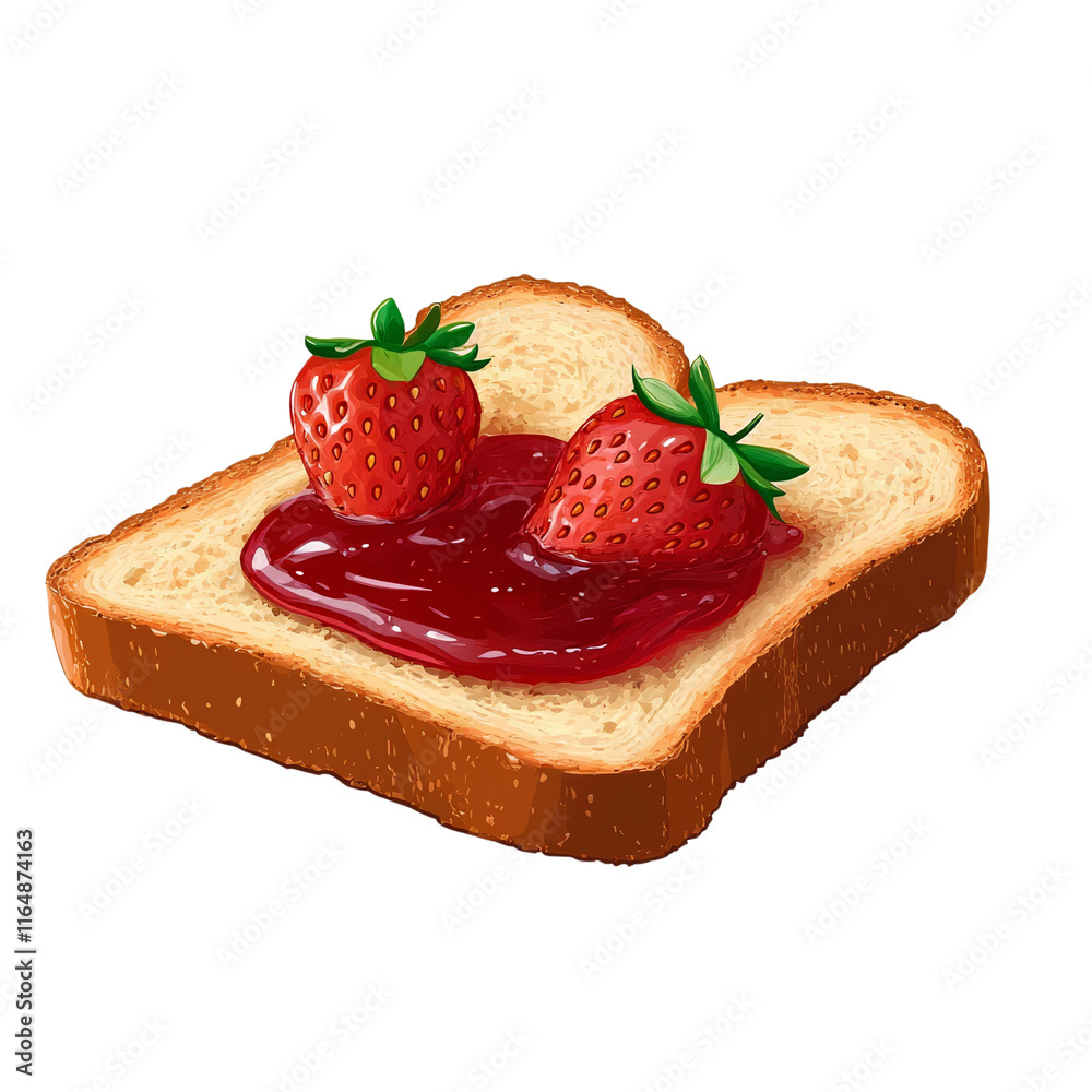 strawberry jam toast with fresh strawberries on transparent background ...