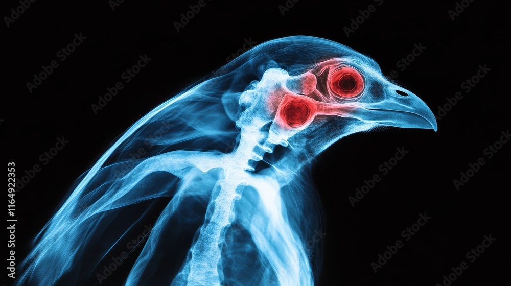 An x-ray of a bird showcasing its skeletal structure and highlighting ...