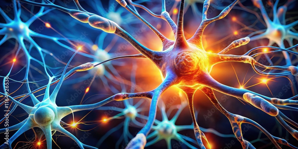 Intricate Network of Neuron Cells Microscopic View of Neural Connections and Synaptic ...