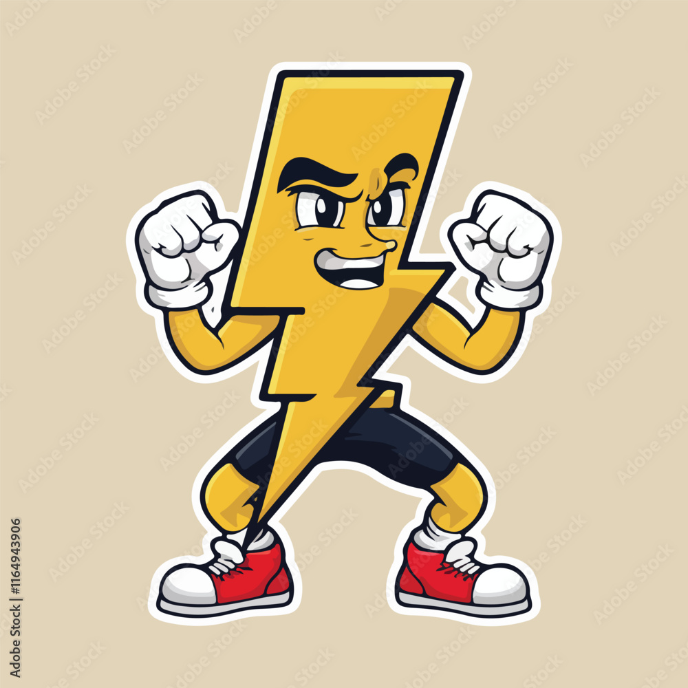 cartoon lightning bolt character vector art illustration Stock Vector ...