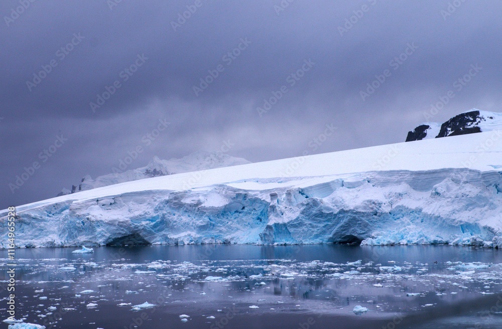 Fascinating Antarctica with a beautiful mountain covered with snow and ...