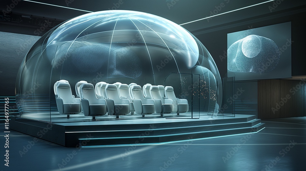 Photo Stock An innovative virtual reality auditorium with a transparent ...