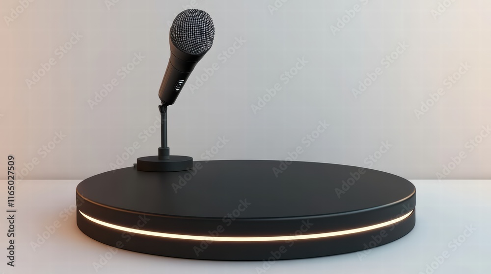Microphone on podium stage for mockup clear background realistic photo ...
