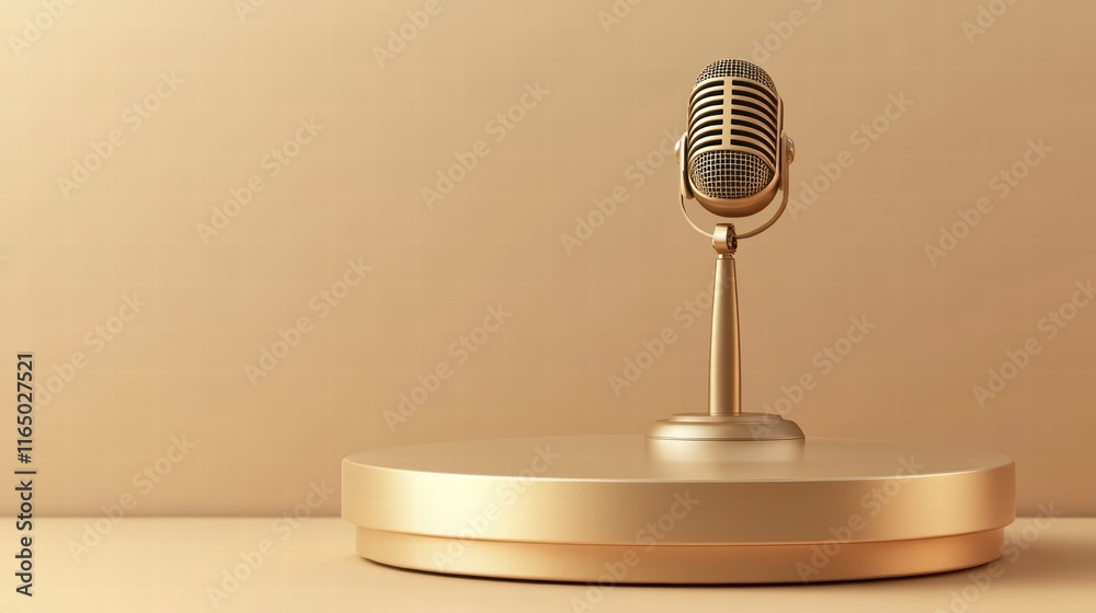 Microphone on podium stage for mockup clear background realistic photo ...