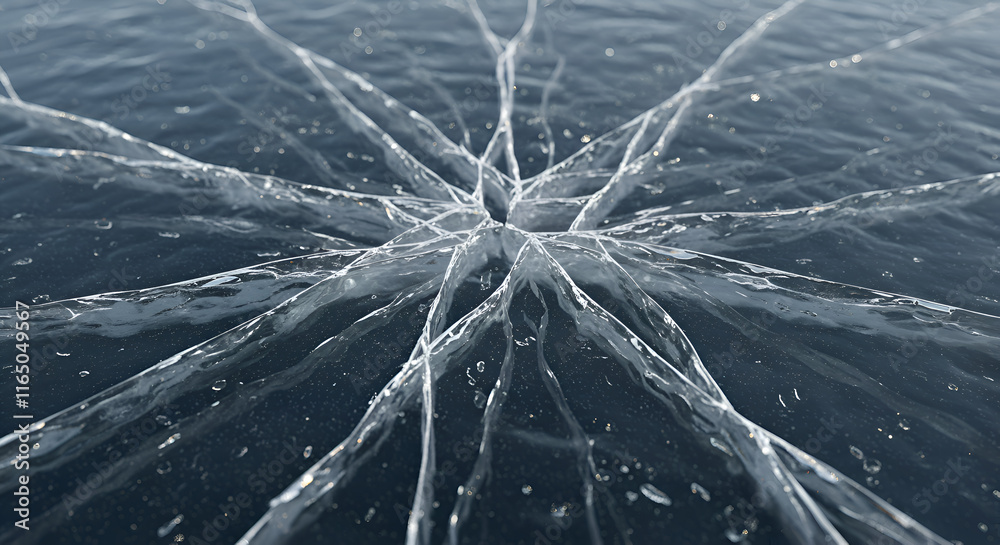 Cracked ice texture with fine, sharp fractures and subtle light ...