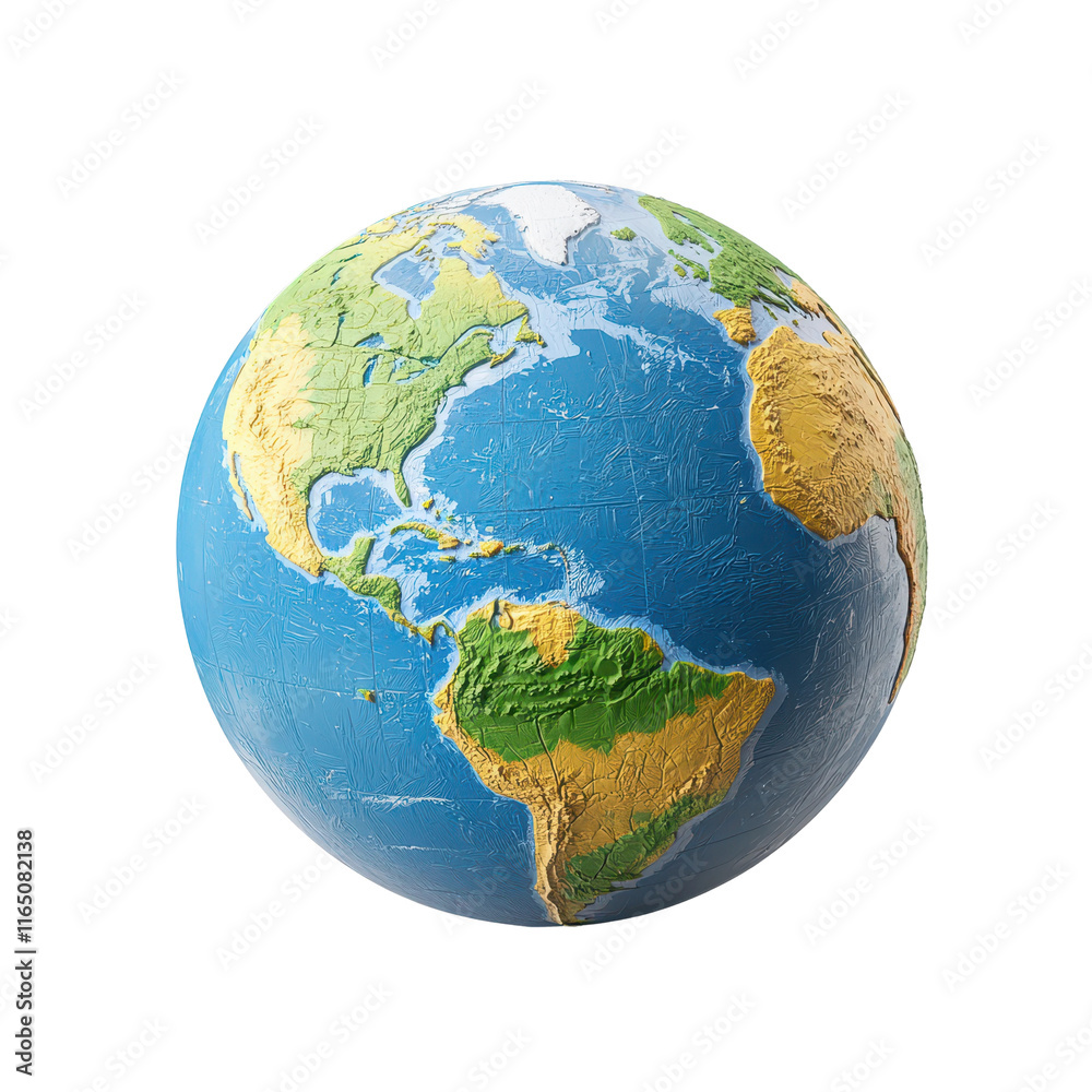 Realistic 3D Model of Earth Showing Continents Stock Photo | Adobe Stock