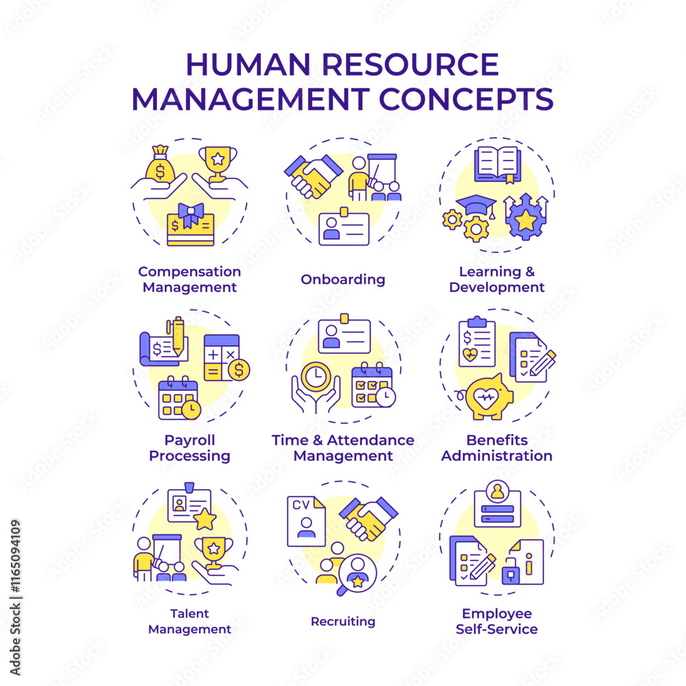 HRIS multi color concept icon. Human resource information system ...