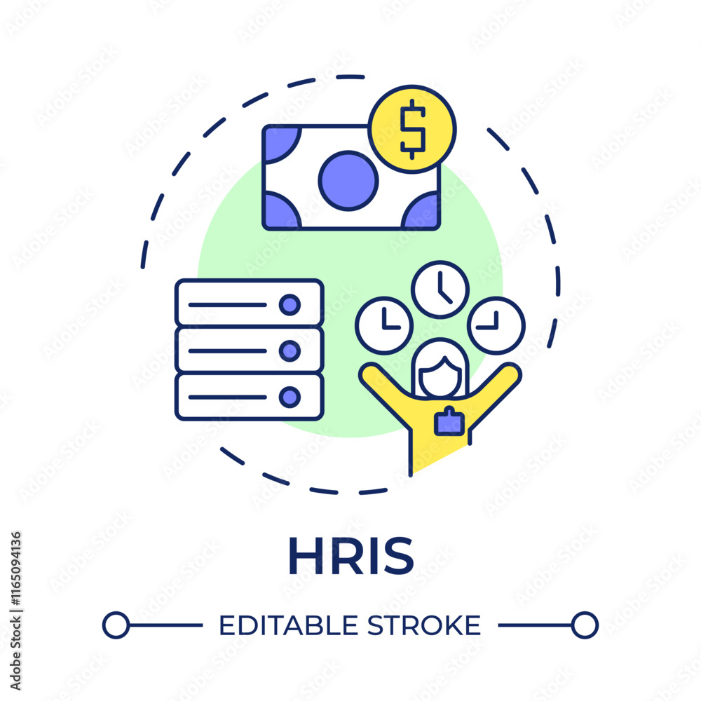 HRMS multi color concept icon. Human resource management system ...