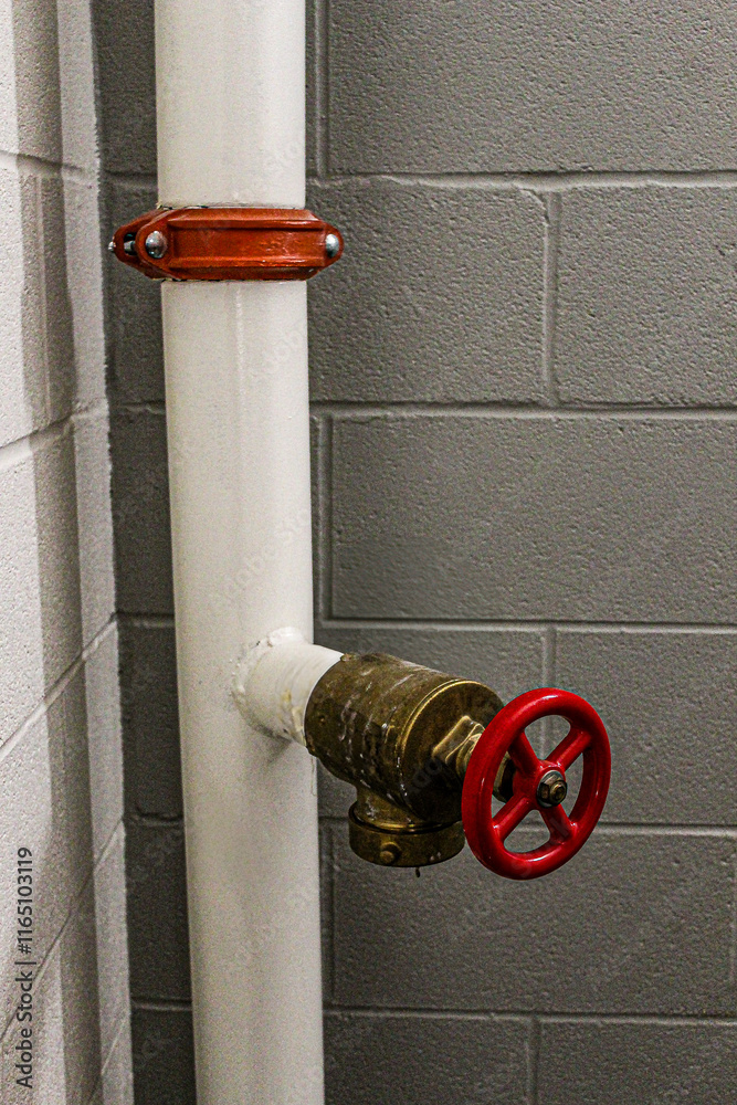fire hose standpipe system strategy in stairwell with concrete wall ...