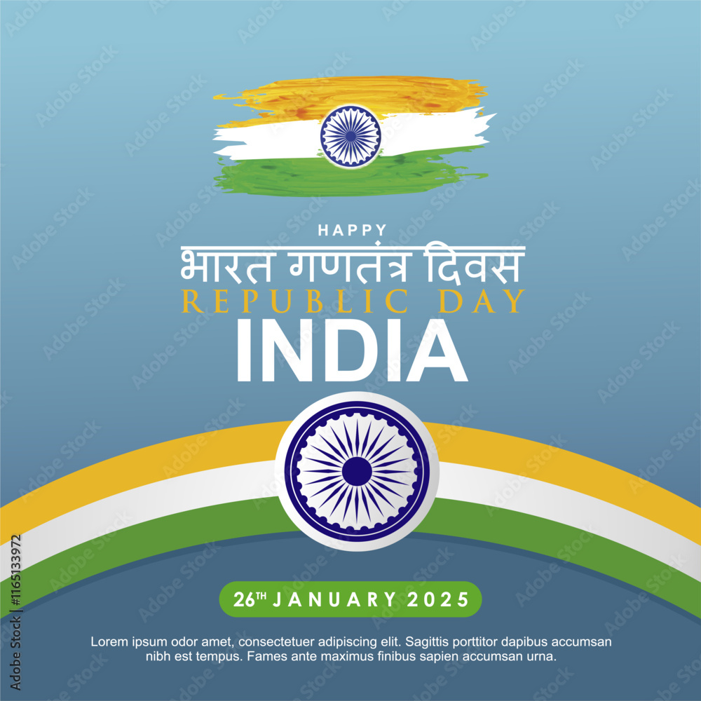 Happy Republic Day of India 26th January 2025 with India Tricolor flag ...