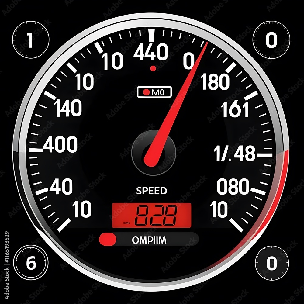 Realistic speedometer isolated on transparent background. Sport car ...