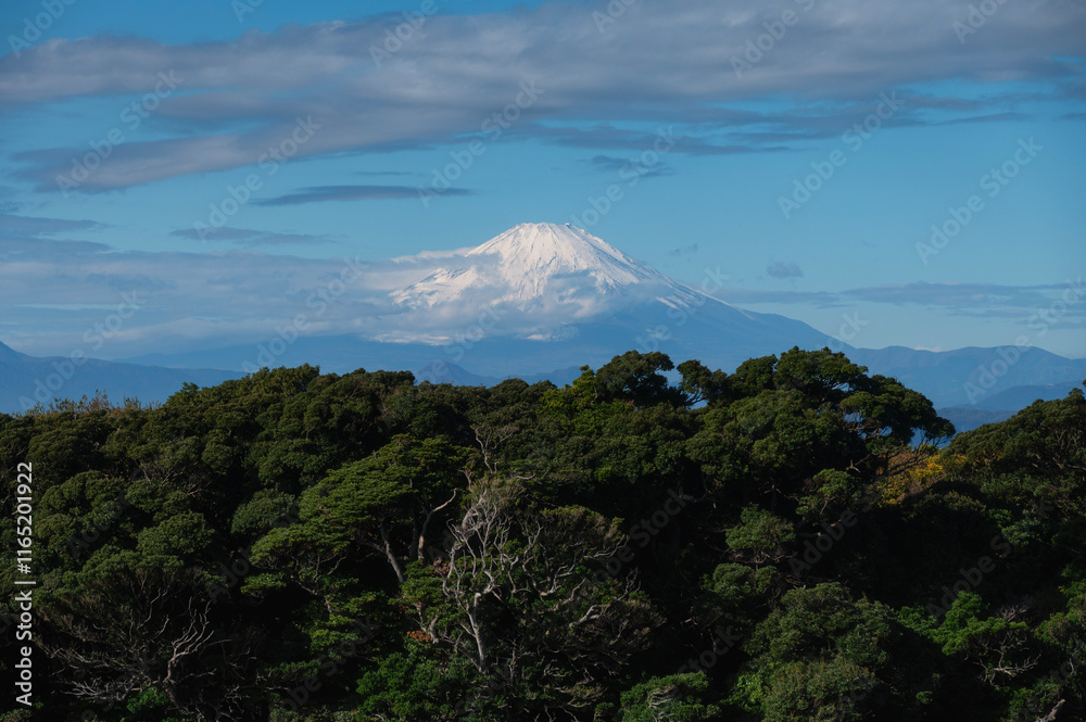 Sunny Day at Kamakura and Mount Fuji from afar with Enoshima Island in ...