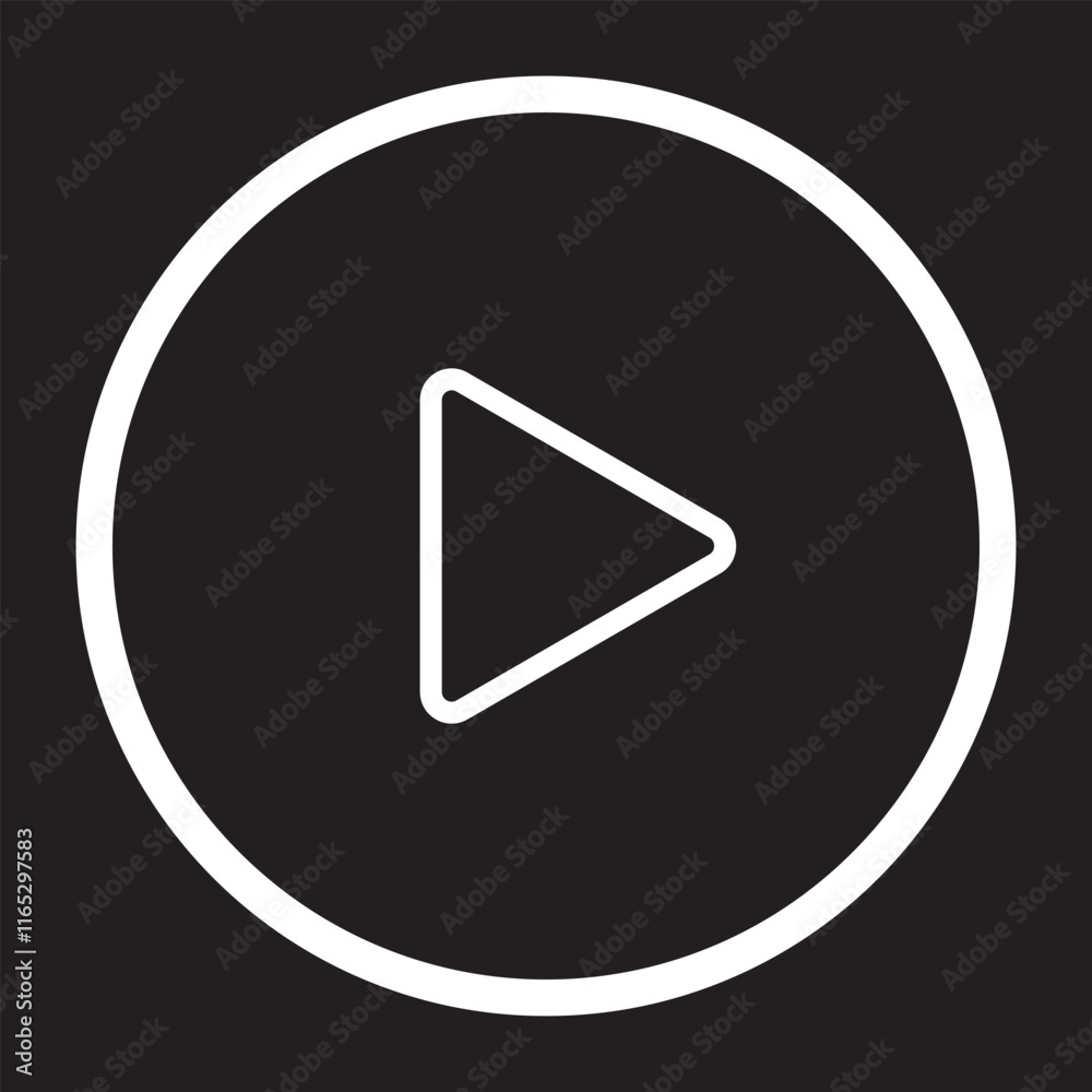 White Play button icon on transparent background. Video player sign ...