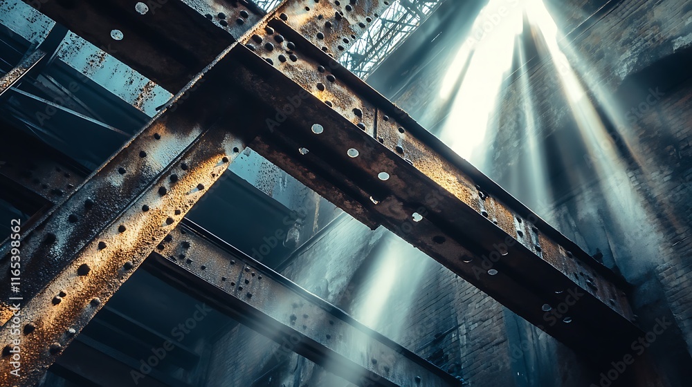 metal structure showing strong angles of the beams and rivets Stock ...