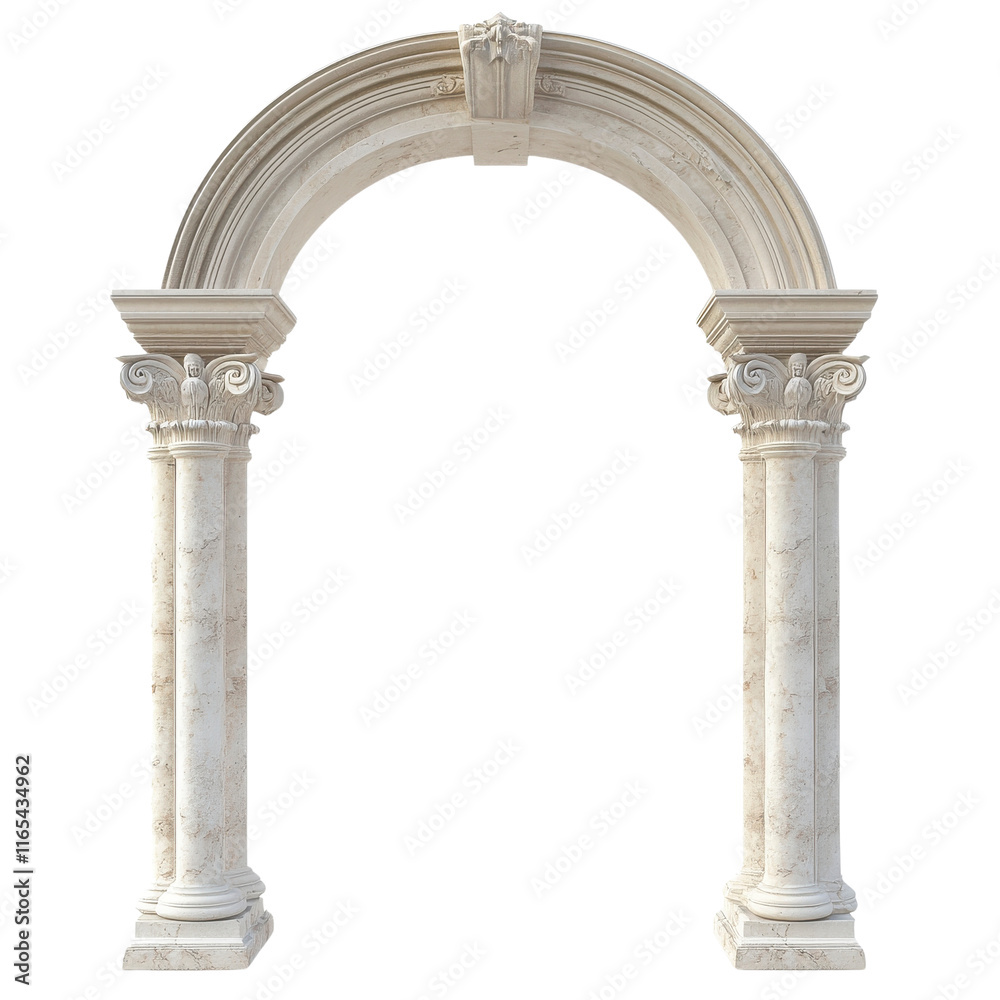 Elegant Marble Archway with Corinthian Columns in Classic Architectural ...