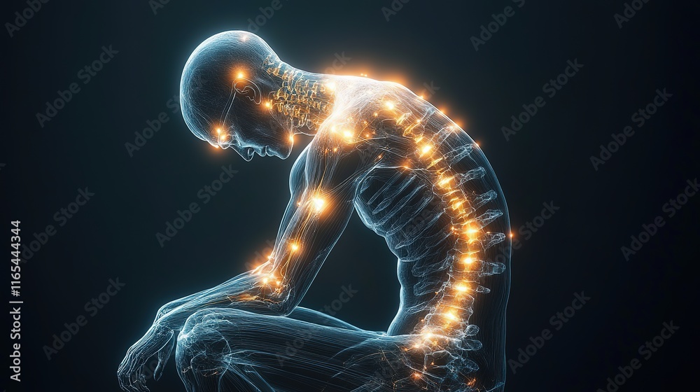 Anatomy of body and joints pain on black background, HD image Stock ...