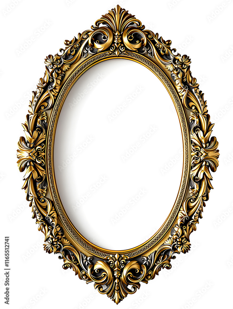 vintage oval gold mirror frame with elaborate rococo style ornate pattern for elegant home decor ...