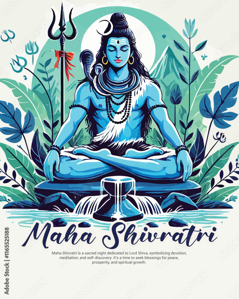 Happy Maha Shivratri Lord Shiva with Har Har Mahadeva Social Media Post ...