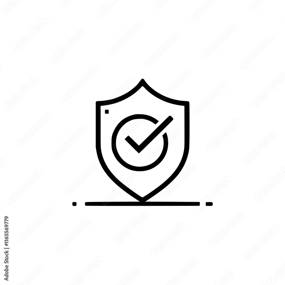 Secure and verified. A shield icon with a checkmark symbolizes protection and approval ...
