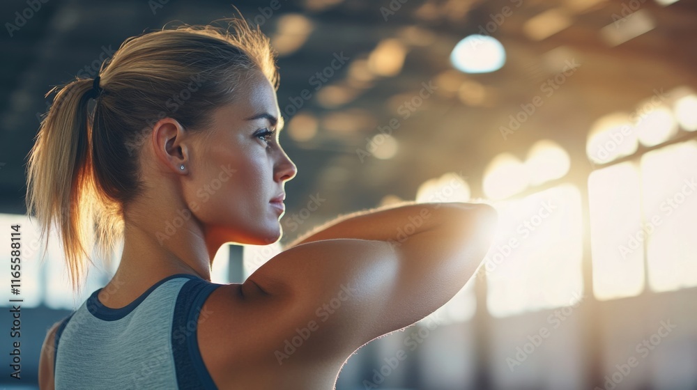 Person stretching shoulders in a relaxed pose, symbolizing the ...
