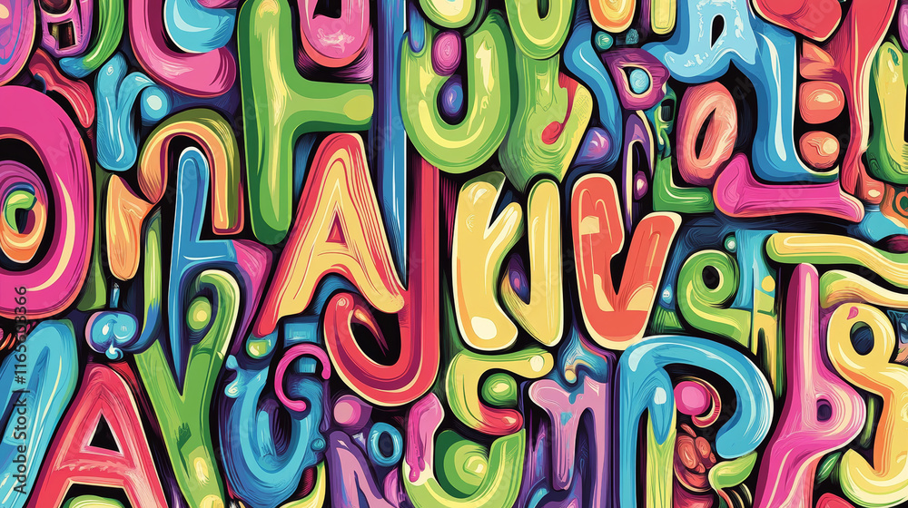 Stock-Illustration „Typography book covers, groovy alphabet poster ...