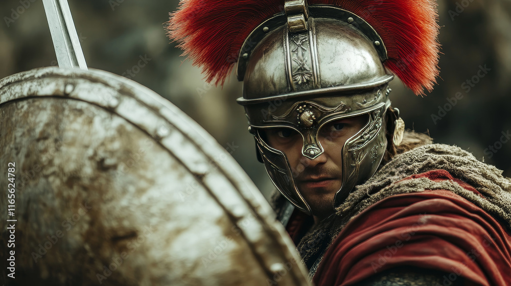 Illustration Stock Roman empire armored warrior isolated soldier with ...