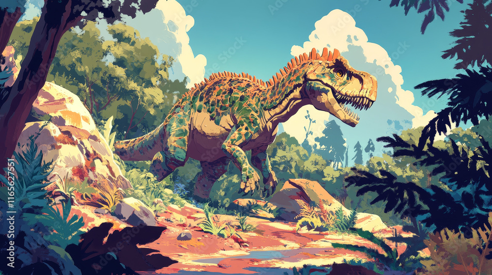 Prehistoric dinosaurs atlas book cover featuring dino creatures in a ...