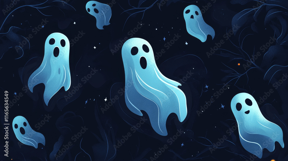 Ilustración de Stock Number Halloween ghosts font, scary typeface ...