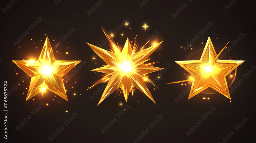 Cartoon golden star sprite animation, vector ui for video game ...