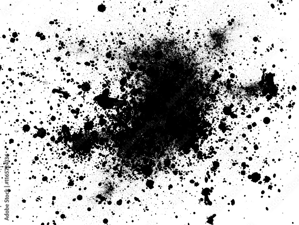 Black ink splash grunge texture, abstract png file cut out and isolated ...