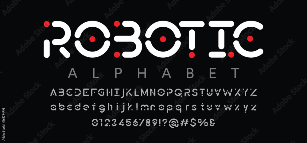 Geometric futuristic alphabet, robotic stencil letters, abstract font for minimalistic clean ...