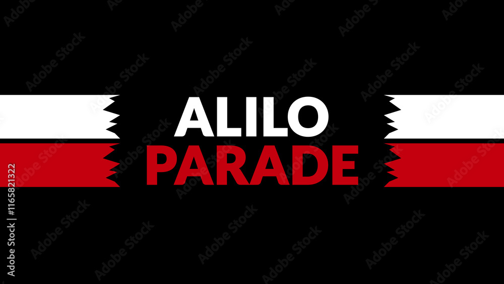 Alilo Parade text with side lines on a black background. Which is ...