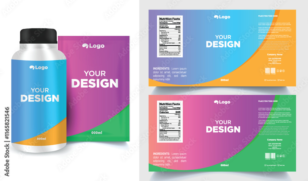 Product label design template, cosmetic packaging design, pharma ...