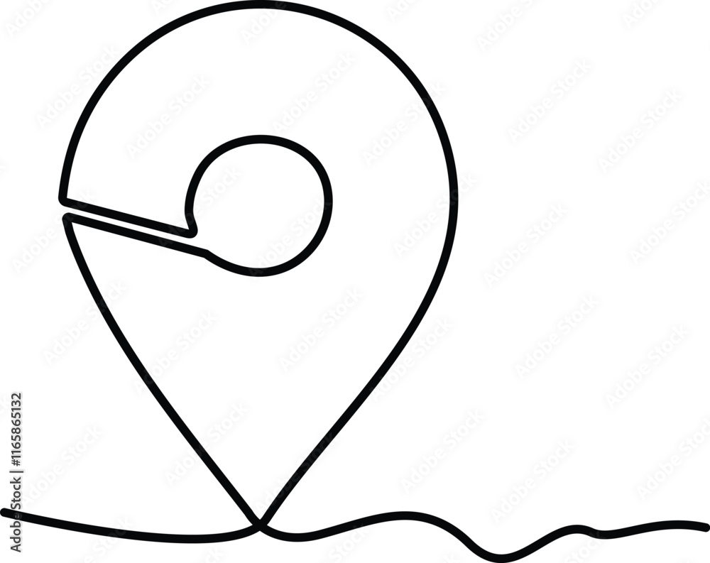 continuous one line drawing google map point directions and location ...