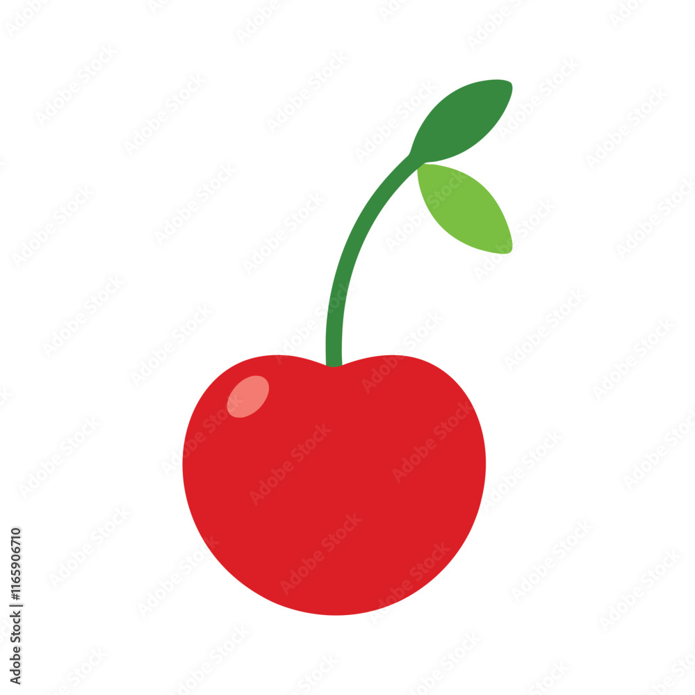 Ripe Red Cherry Vector Illustration Clipart, Cartoon, and Line Art ...