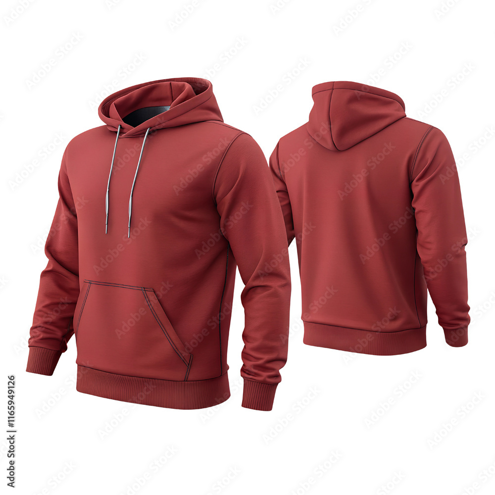 Red Hoodie Design with Front and Back View isolated on transparent ...