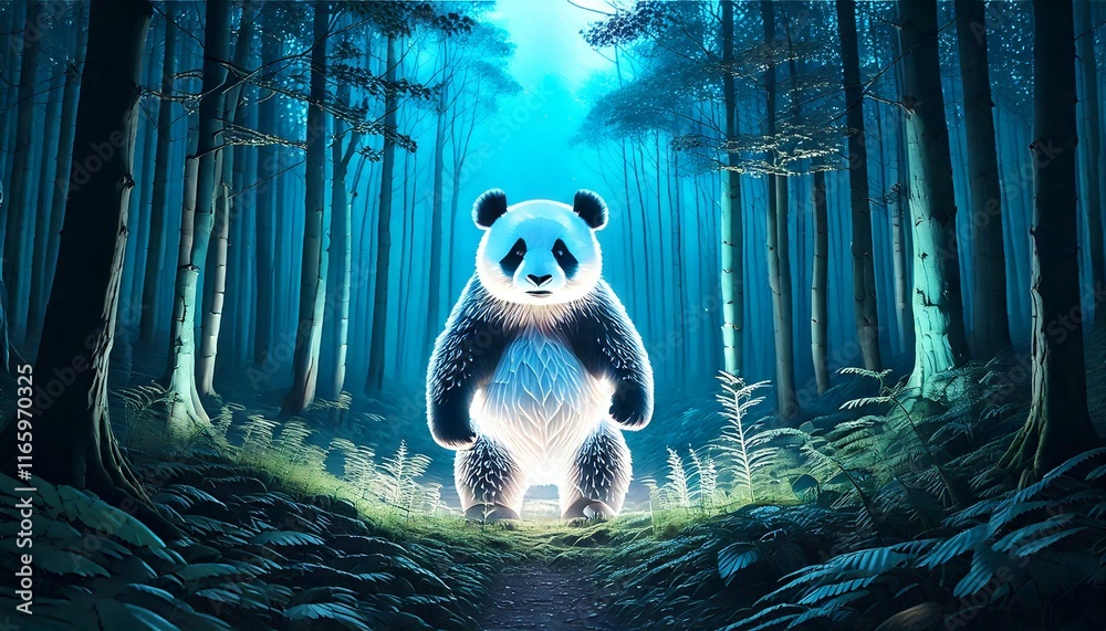 GeneratCiptakan gambar surealis dan mempesona dari seekor panda ...