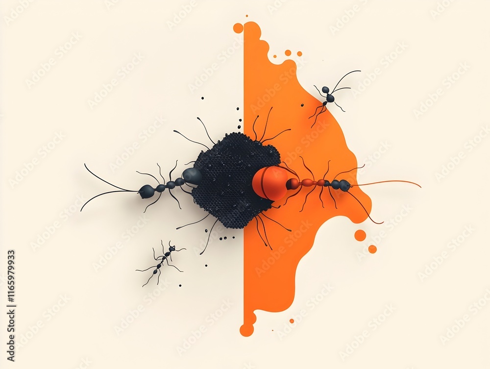 Detailed showcasing the intricate pheromone trails and underground ...