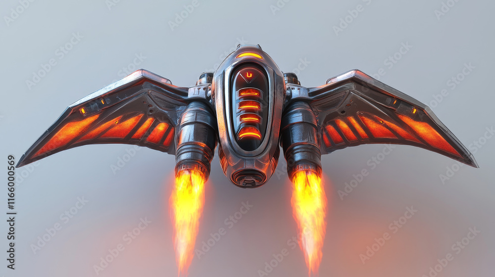 Stock-Illustration „Jetpack with fire top and bottom view, isolated 3d ...