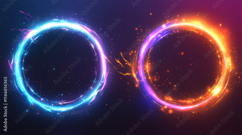 Set of light effect circles isolated on transparent background. Vector ...