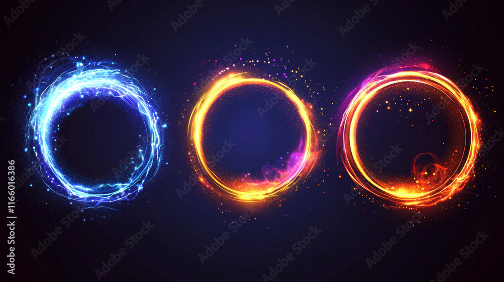 Set of light effect circles isolated on transparent background. Vector ...