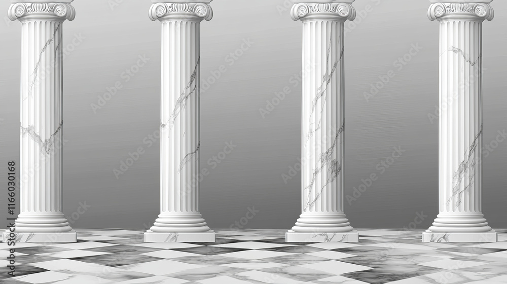 White marble pillars set isolated on transparent background. Vector ...